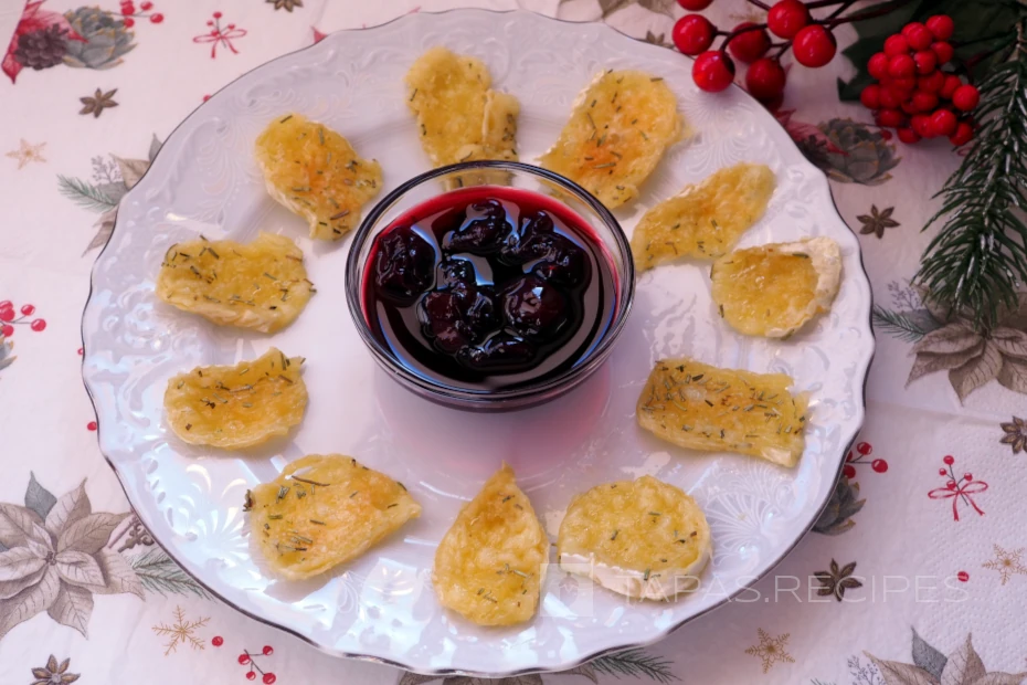 Brie Cheese Crisps with Cherry Jam