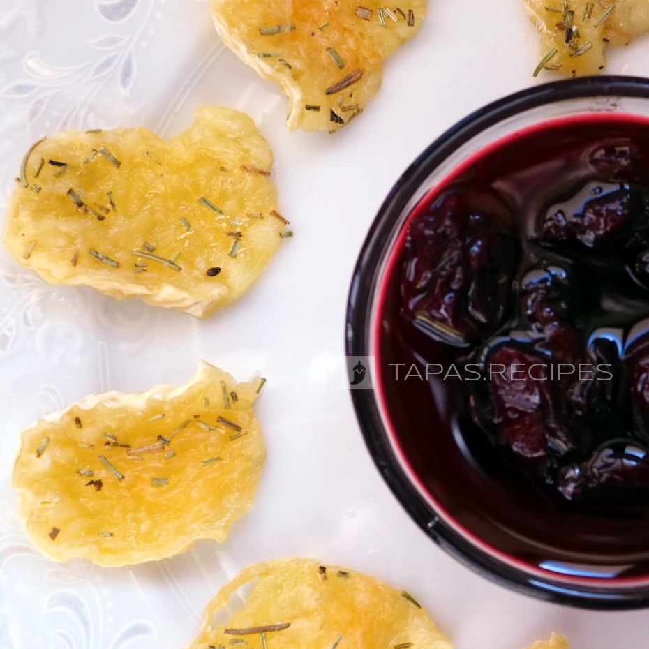 Brie Cheese Crisps with Cherry Jam